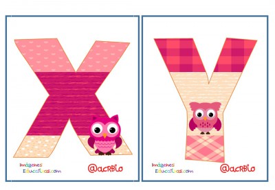 Magnifico abecedario listo para imprimir. Motivo Búhos.