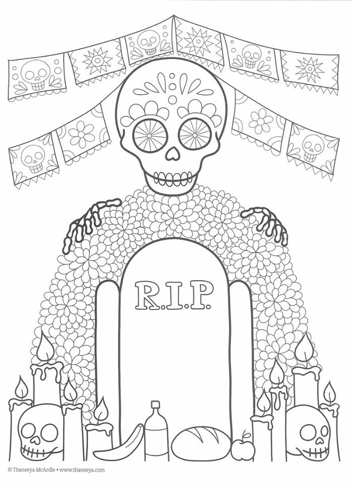 Dibujos para colorear el día de los muertos (39) - Imagenes Educativas