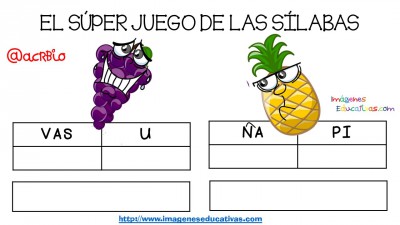 El súper juego de las sílabas, con frutas y verduras divertidas ...