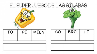 El súper juego de las sílabas, con frutas y verduras divertidas ...