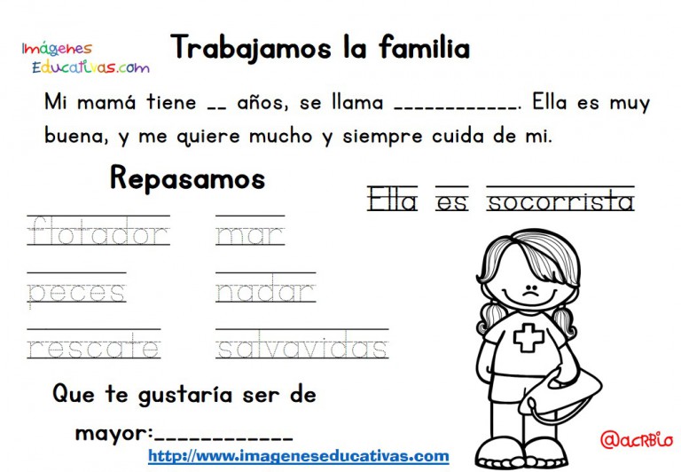 Super Cuadernillo de lectoescritura sobre la familia -Orientacion Andujar