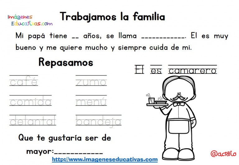 Super Cuadernillo de lectoescritura sobre la familia -Orientacion Andujar