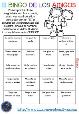Actividad para iniciar el curso “El BINGO DE LOS AMIGOS” -Orientacion ...