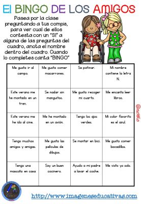 Actividad para iniciar el curso “El BINGO DE LOS AMIGOS” -Orientacion ...
