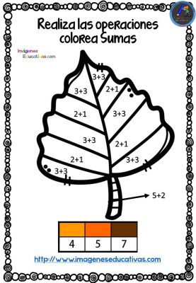 Coloreamos con sumas en otoño - Imagenes Educativas