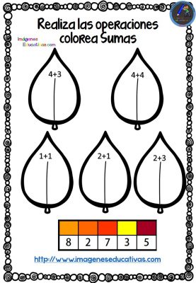 Coloreamos con sumas en otoño - Imagenes Educativas
