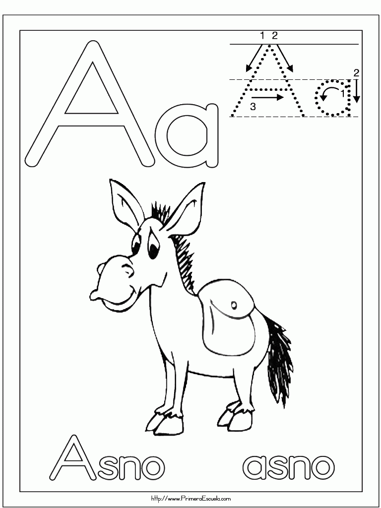 Completo abecedario con 90 fichas para colorear, aprender y repasar.