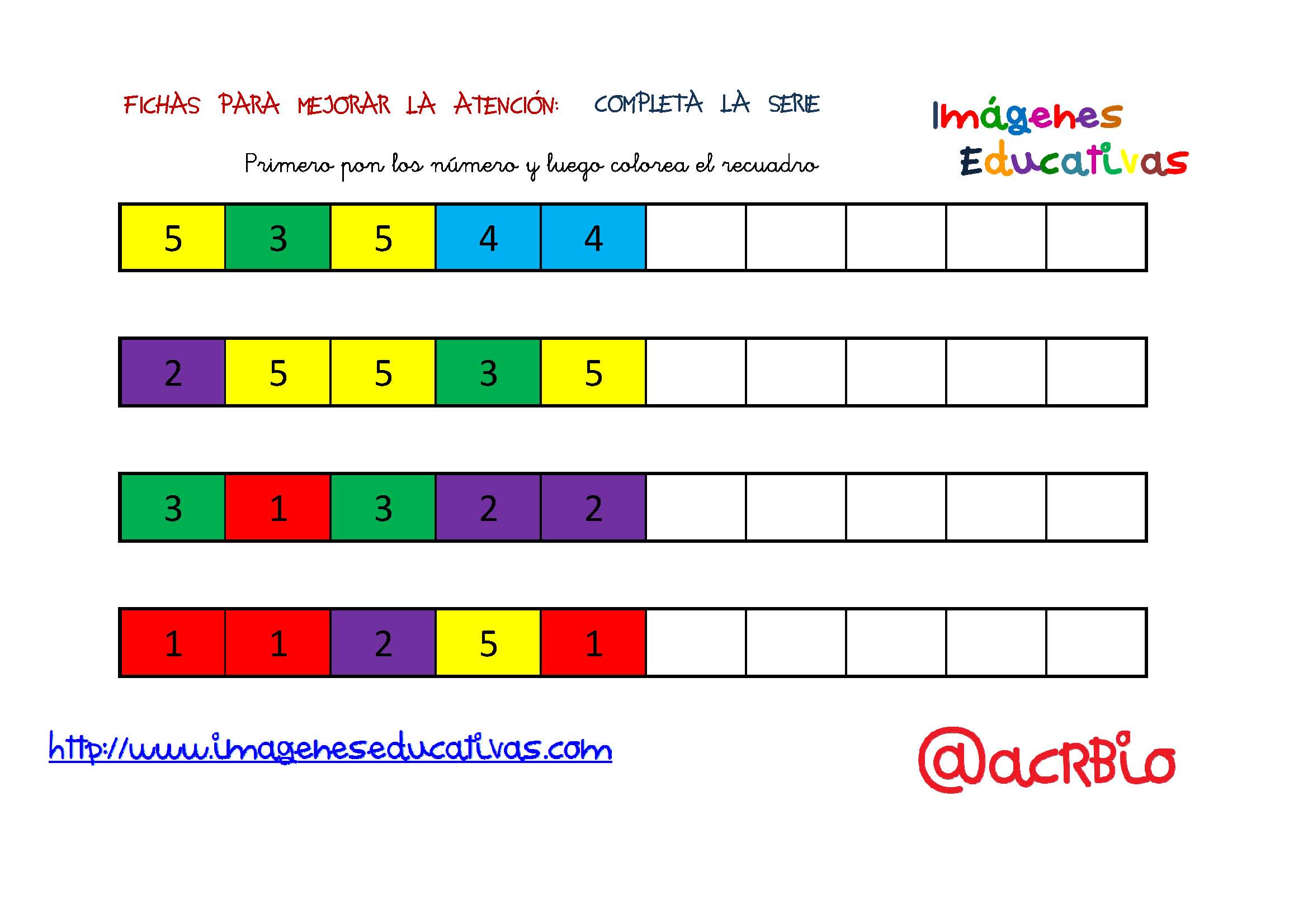 SERIES NUMÉRICAS CON COLORES 1-5 (7) - Imagenes Educativas
