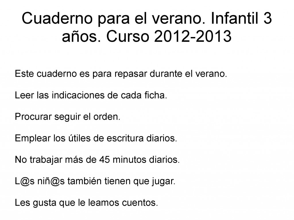 Cuadernillo de verano de Educación Infantil y Preescolar