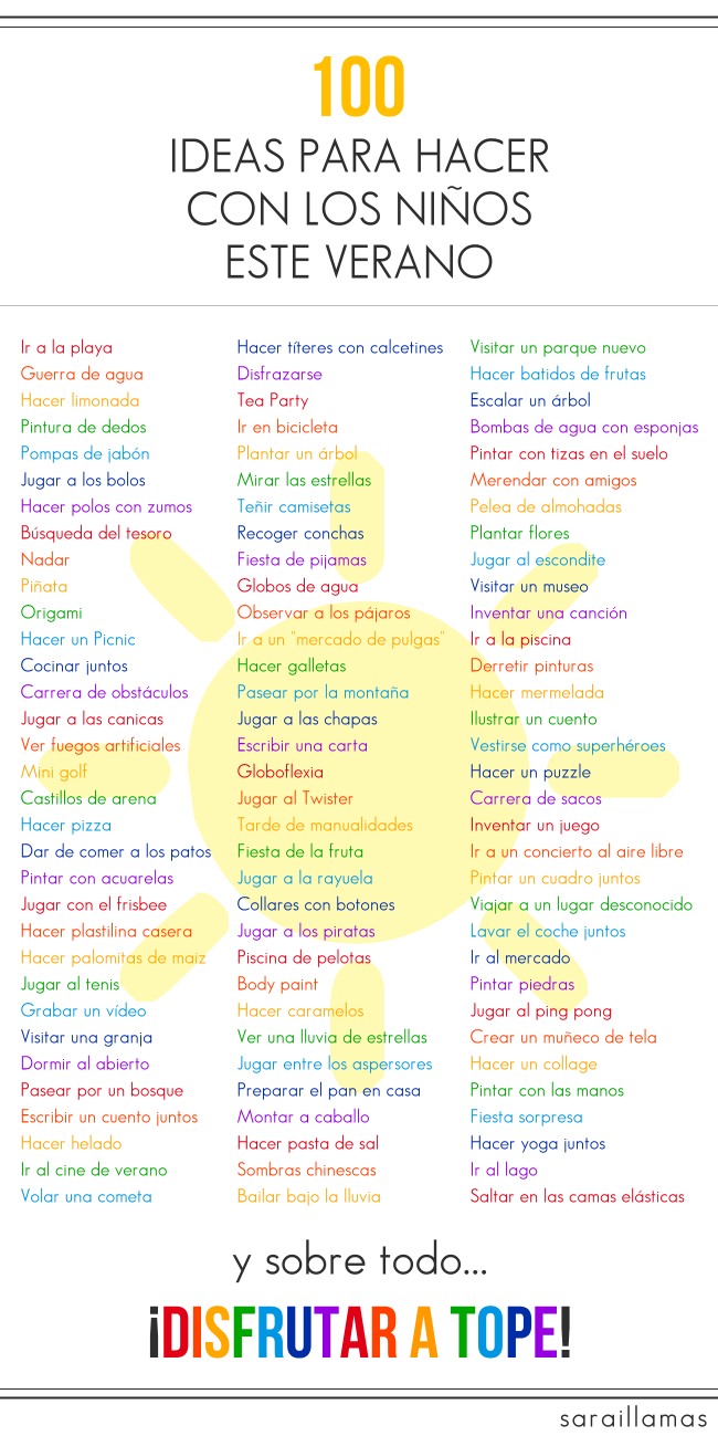 100 ideas para hacer con los niños este verano.