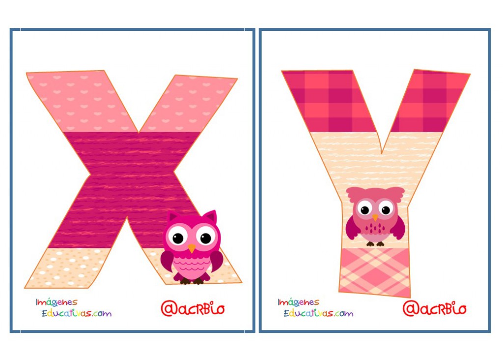 Magnifico abecedario listo para imprimir. Motivo Búhos.
