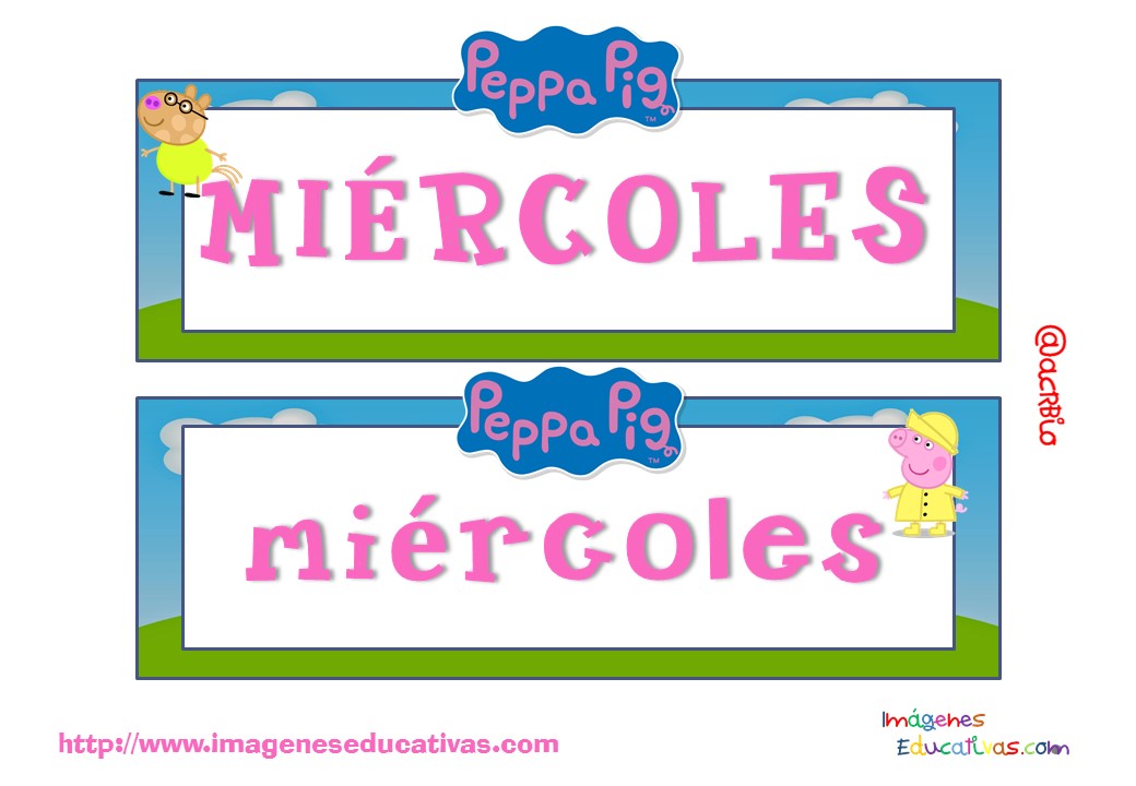Tarjetas días semana Peppa Pig (3) - Imagenes Educativas