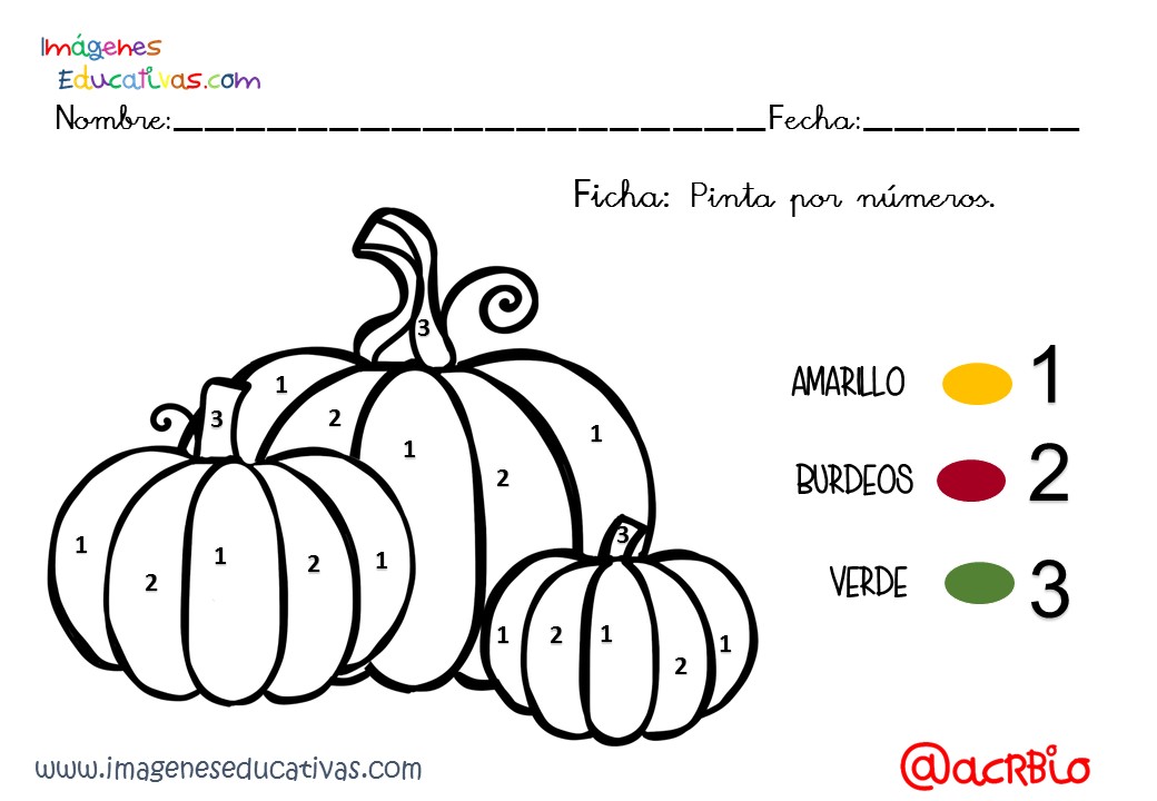 Coloreamos por números con motivos de otoño (10) - Imagenes Educativas