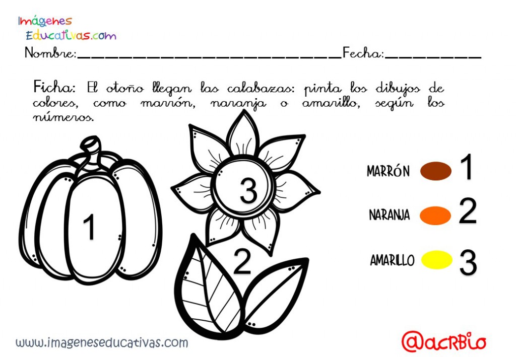 Coloreamos por números con motivos de otoño - Imagenes Educativas