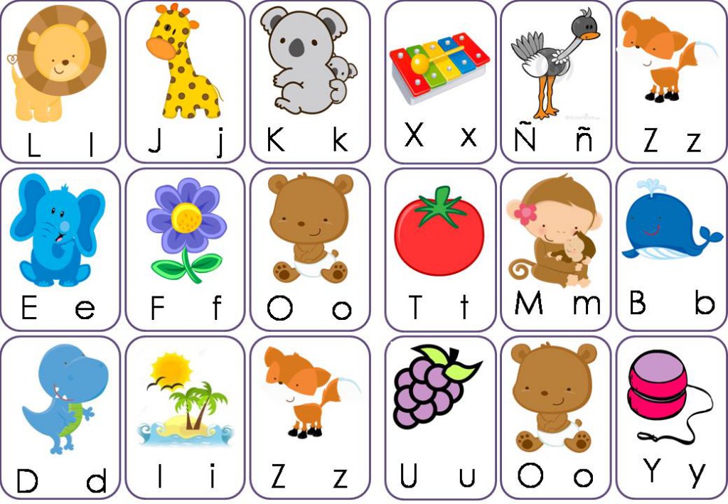 Lotería de Letras "animales y frutas". Formatos grande y pequeño ...