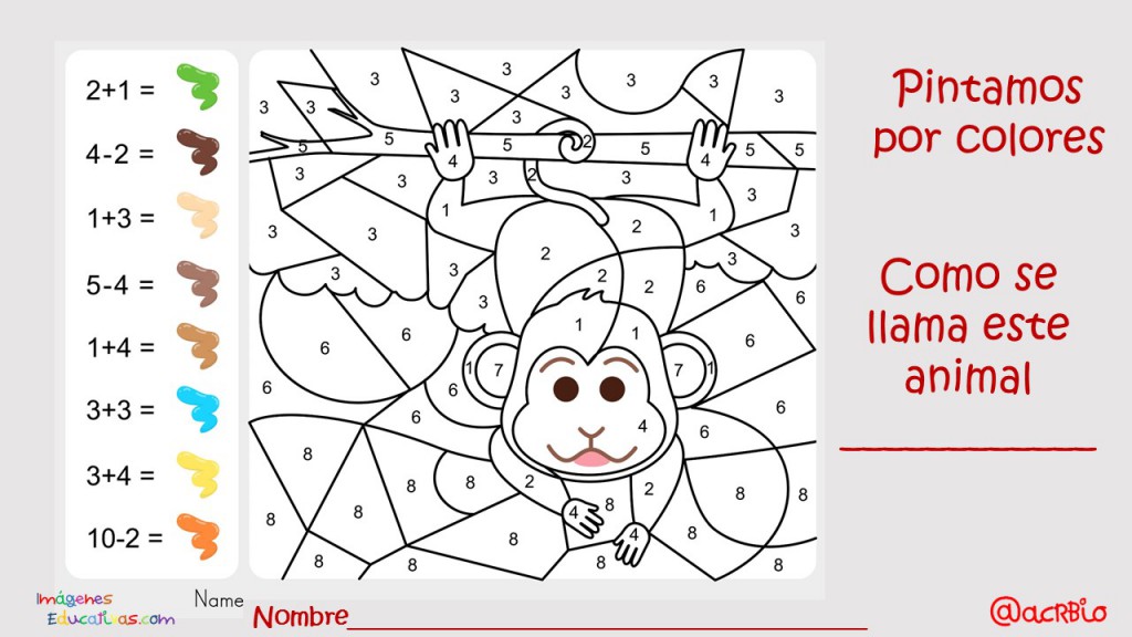 Pintamos por colores y números. Actividades matemáticas para colorear y ...