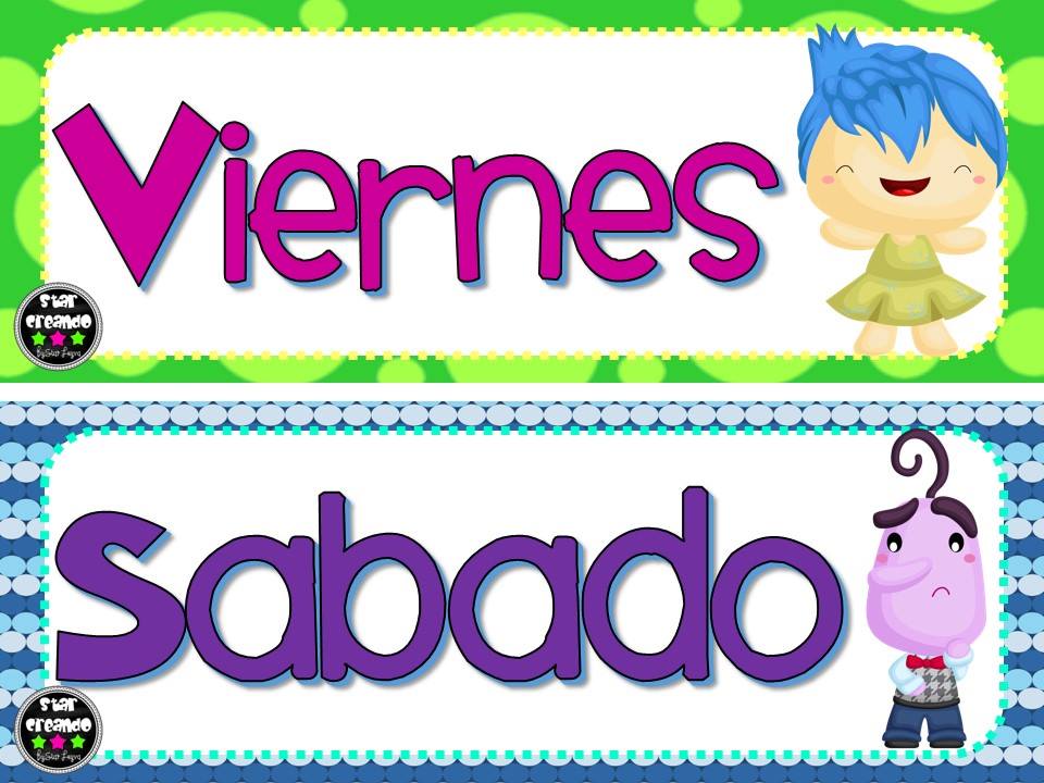 Tarjetas días de la semana Inside Out Portada (3) - Imagenes Educativas