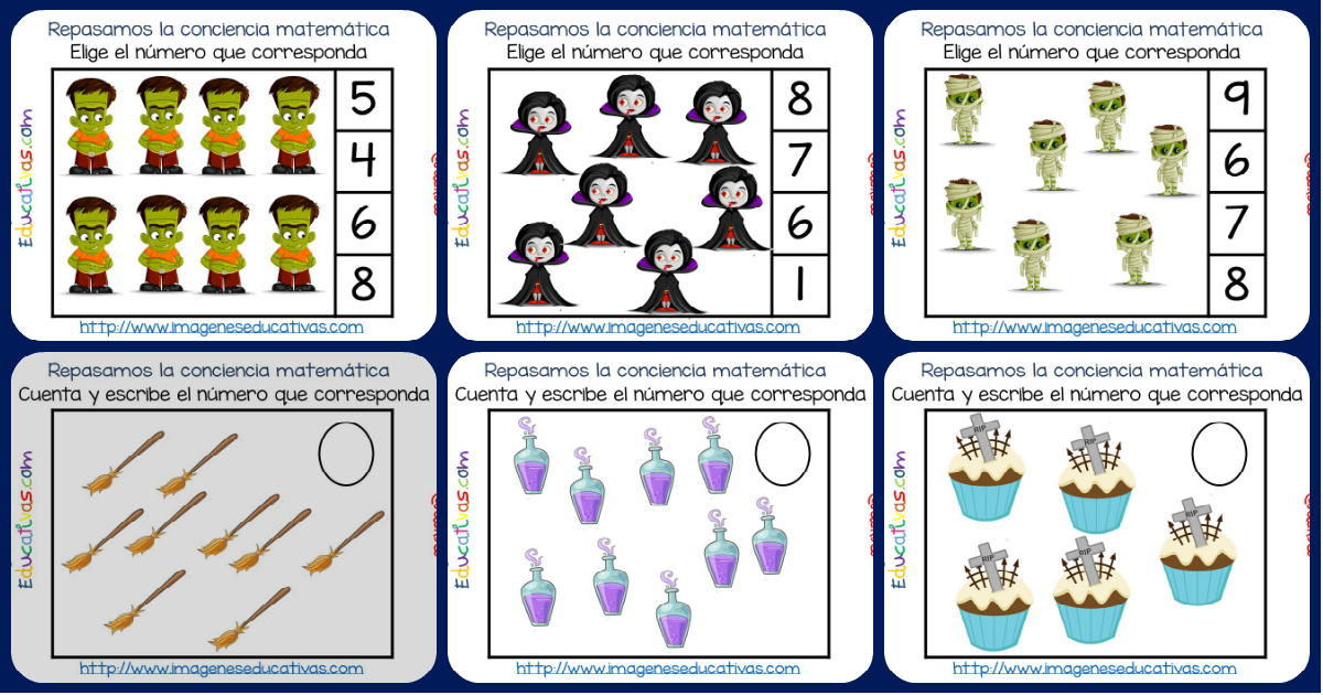 Conciencia matemática, números del 1 al 10 "HALLOWEEN" - Imagenes ...