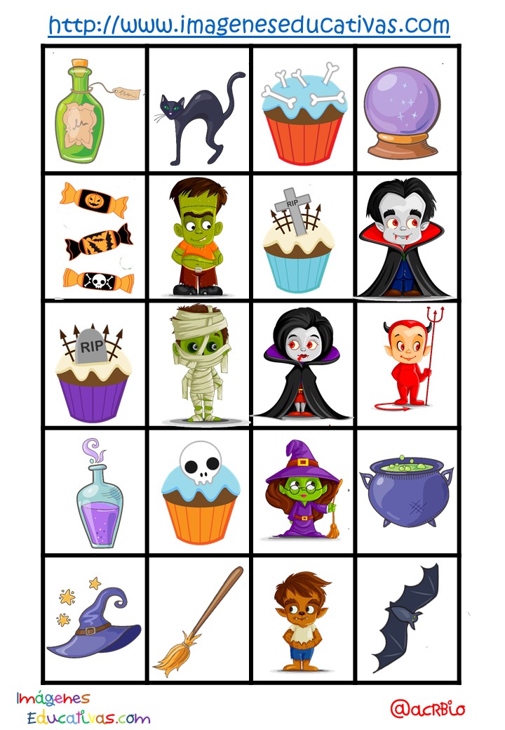 Lotería-Bingo de HALLOWEEN (1) - Imagenes Educativas