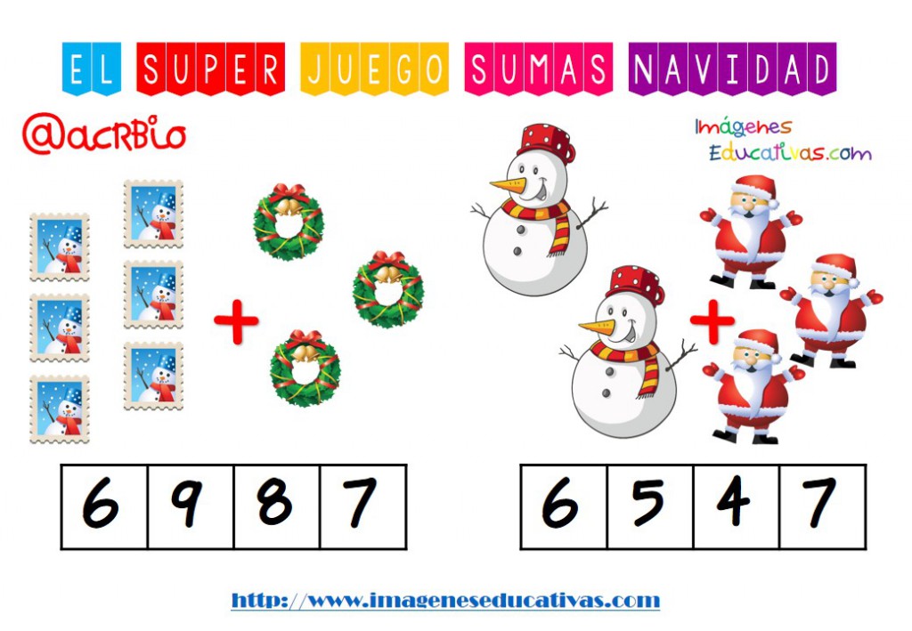 Sumas iconos navidad (5) - Imagenes Educativas