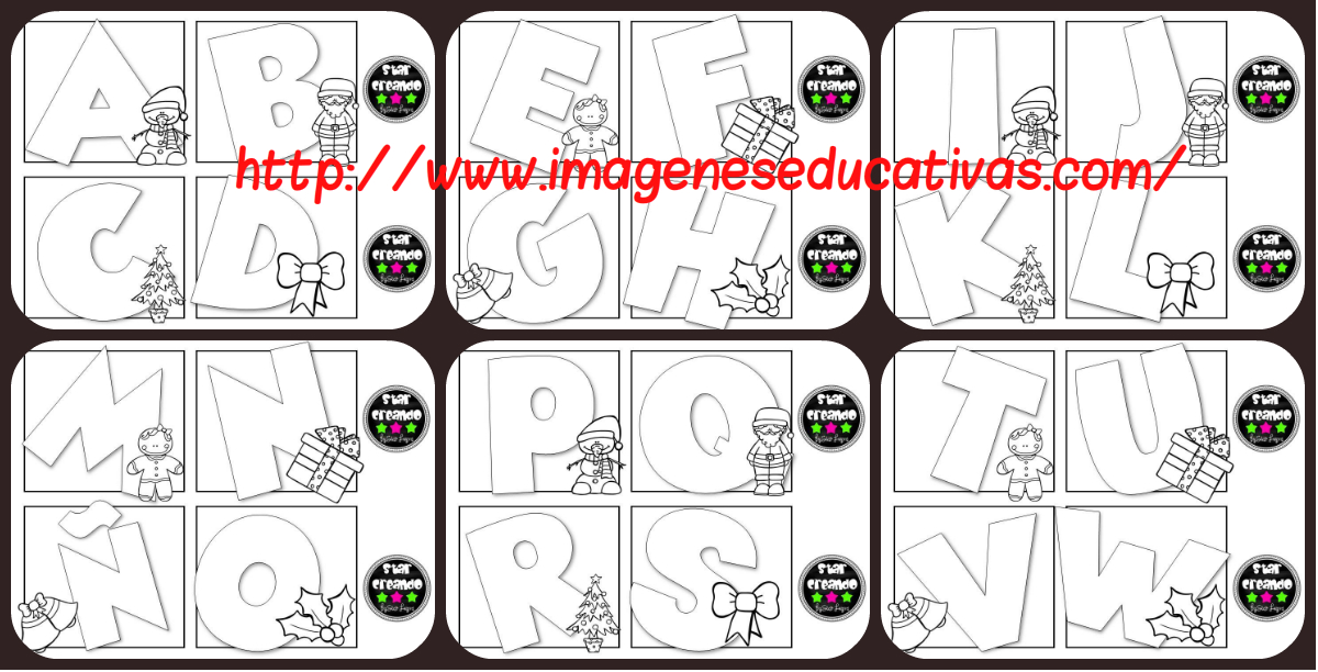 Abecedario para colorear con motivos navideños - Imagenes Educativas