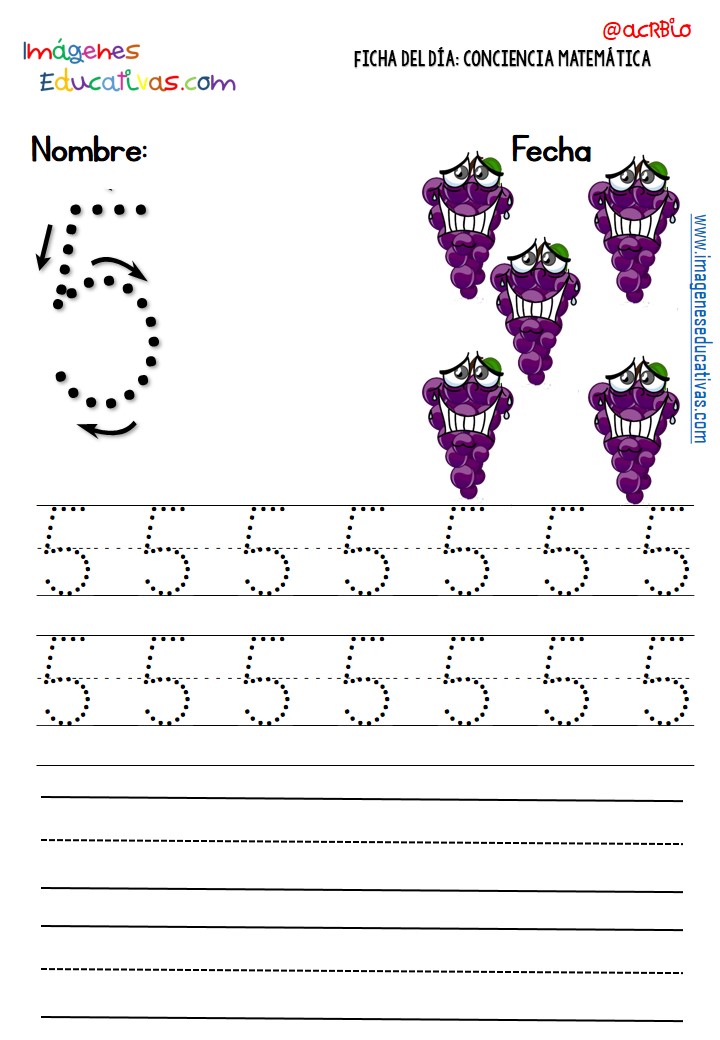 Fichas para trabajar los números (5) - Imagenes Educativas
