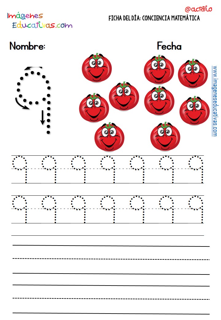 Fichas para trabajar los números (9) - Imagenes Educativas