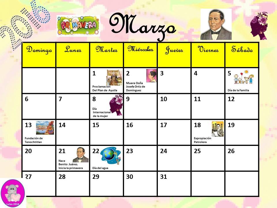 Calendario 2016 con efemérides incluidas. Listo para descargar e ...