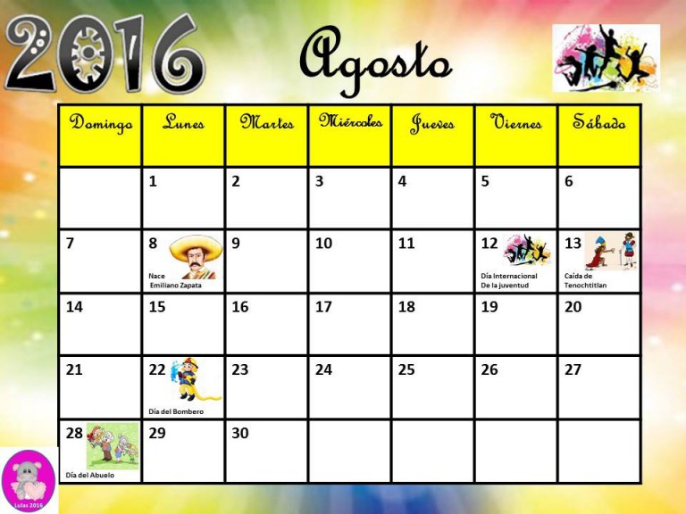 Calendario 2016 con efemérides incluidas. Listo para descargar e ...