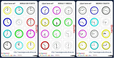 Trabaja las horas y con estas fichas de relojes analógicos. - Imagenes ...