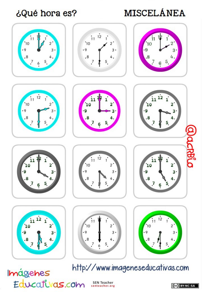 Trabaja las horas y con estas fichas de relojes analógicos. - Imagenes ...