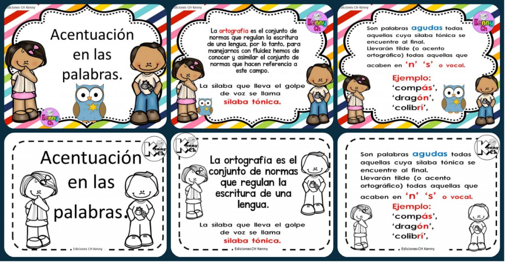 Reglas generales de Acentuación en formato tarjetas listas para ...