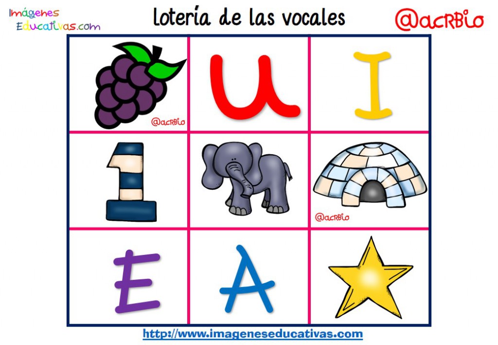 Lotería Bingo de las vocales, una idea genial - Imagenes Educativas