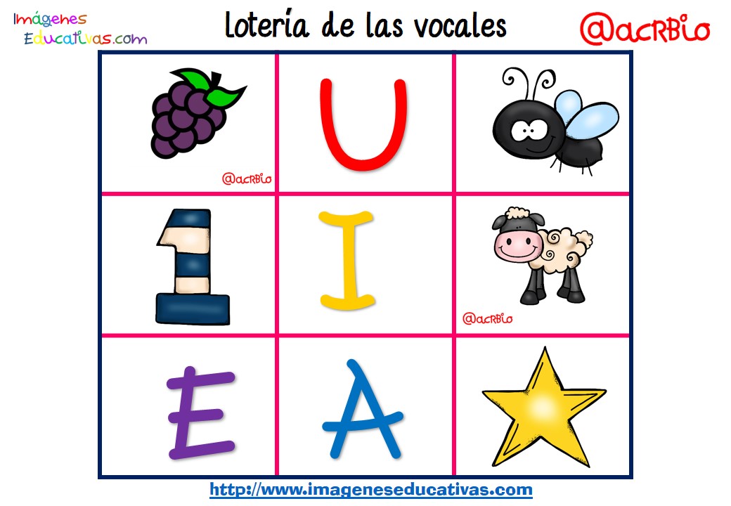Lotería Bingo de las vocales (6) - Imagenes Educativas