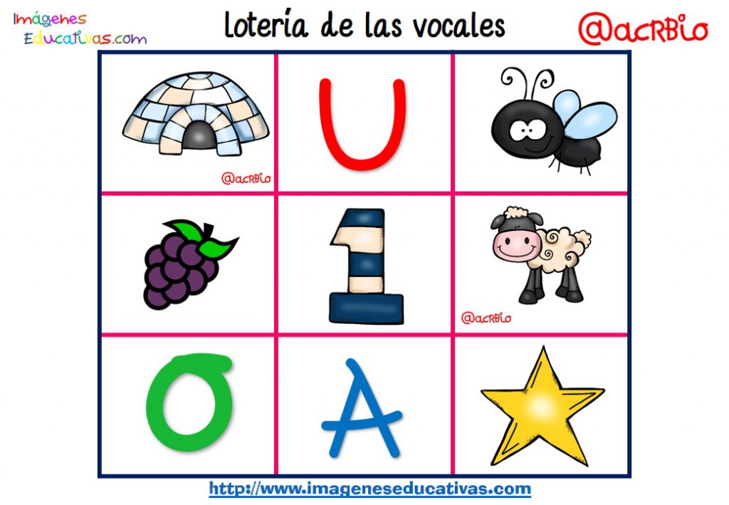 Lotería Bingo de las vocales, una idea genial - Imagenes Educativas