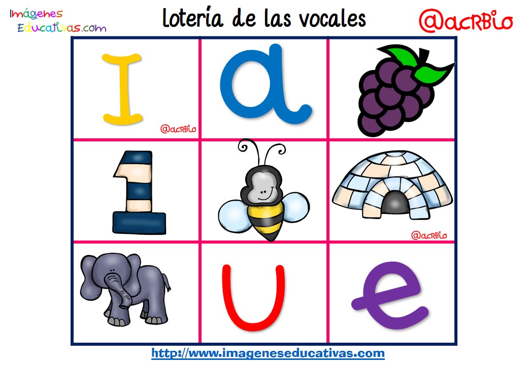 Lotería Bingo de las vocales (9) - Imagenes Educativas