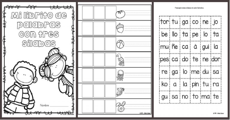 Librito de palabras tres sílabas PORTADA - Imagenes Educativas