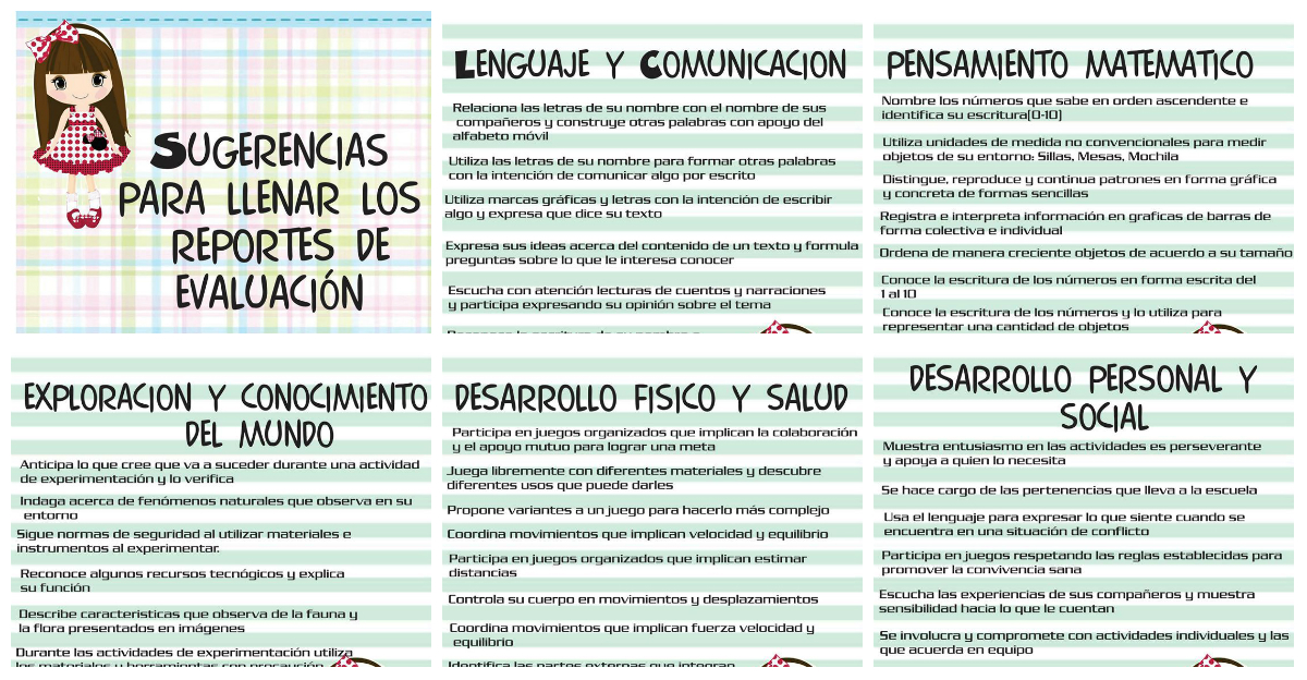 Sugerencias para llenar los reportes de evaluación - Imagenes Educativas