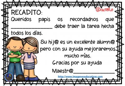 Hojas de recados y avisos para padres y madres -Orientacion Andujar