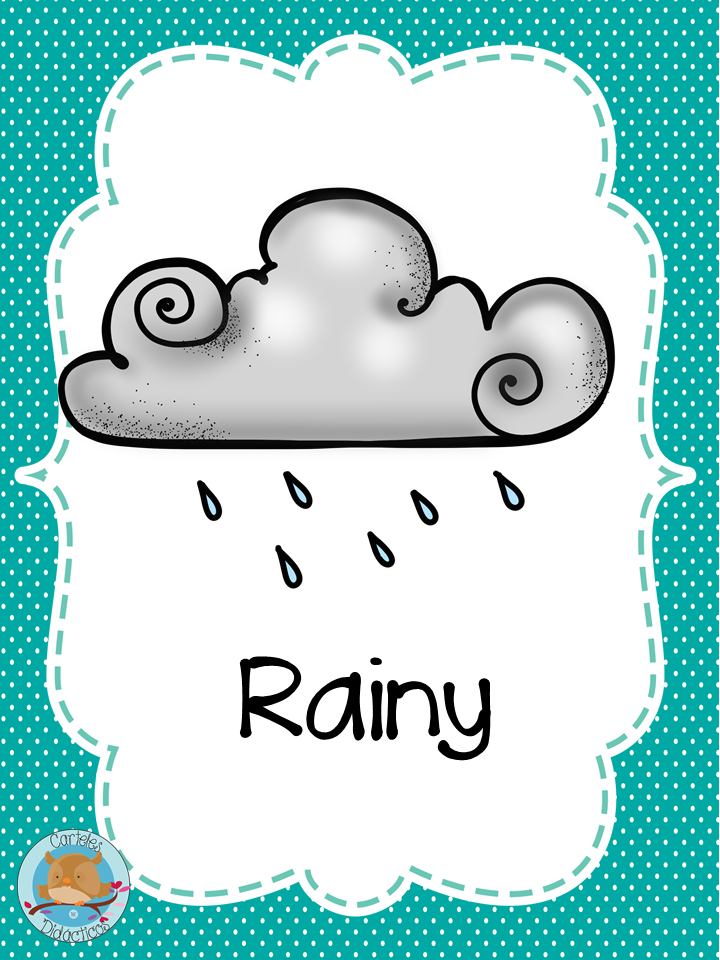 Carteles sobre el clima en inglés y español. A color y en blanco en ...