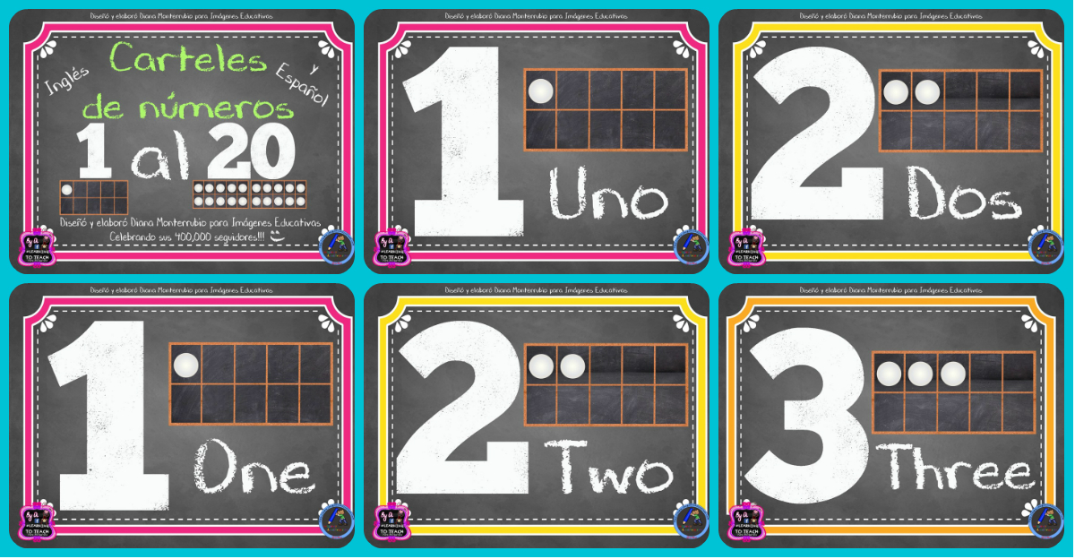 Carteles para trabajar los Números en español e inglés