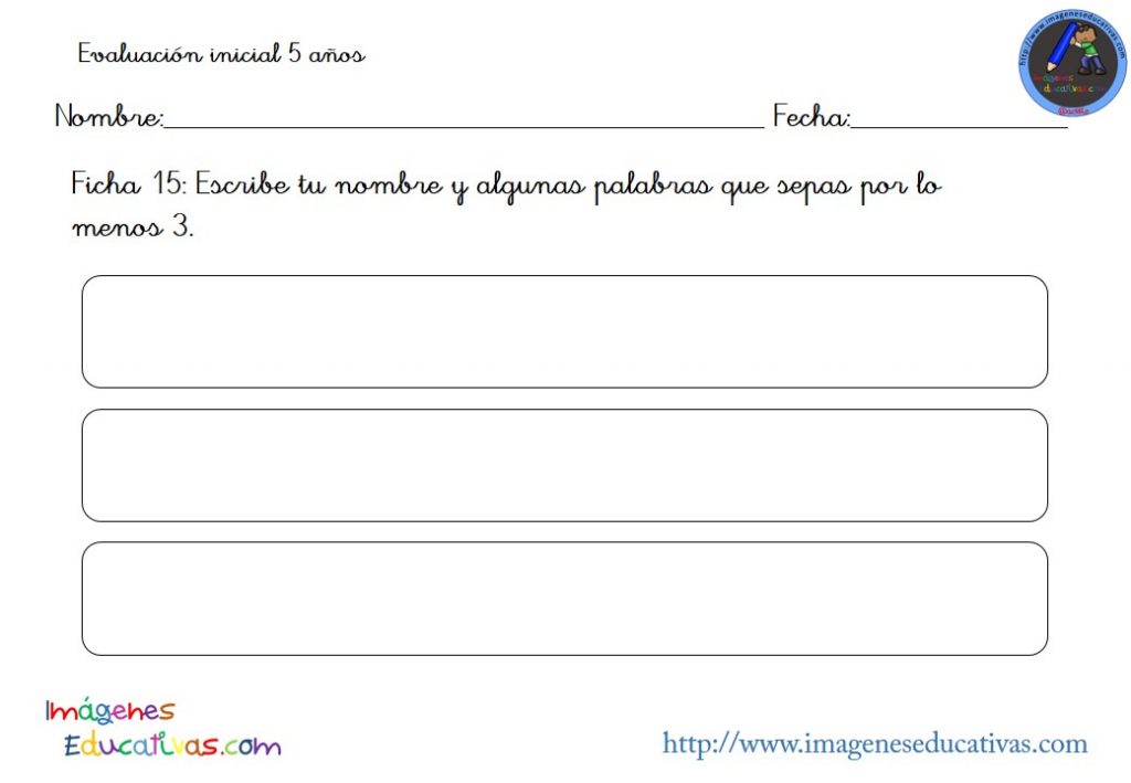 Evaluación inicial Educación Infantil 5 AÑOS curso 2016-2017 Editable ...
