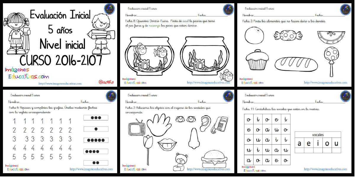 Evaluación inicial Educación Infantil 5 AÑOS curso 2016-2017 Editable ...