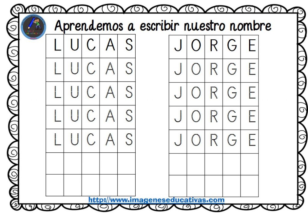 FICHAS ESCRITURA INFANTIL repasamos nuestro nombre, plantillas ...