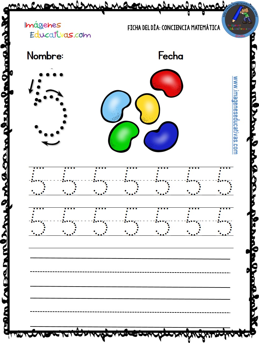 Grafomotricidad fichas números (5) - Imagenes Educativas