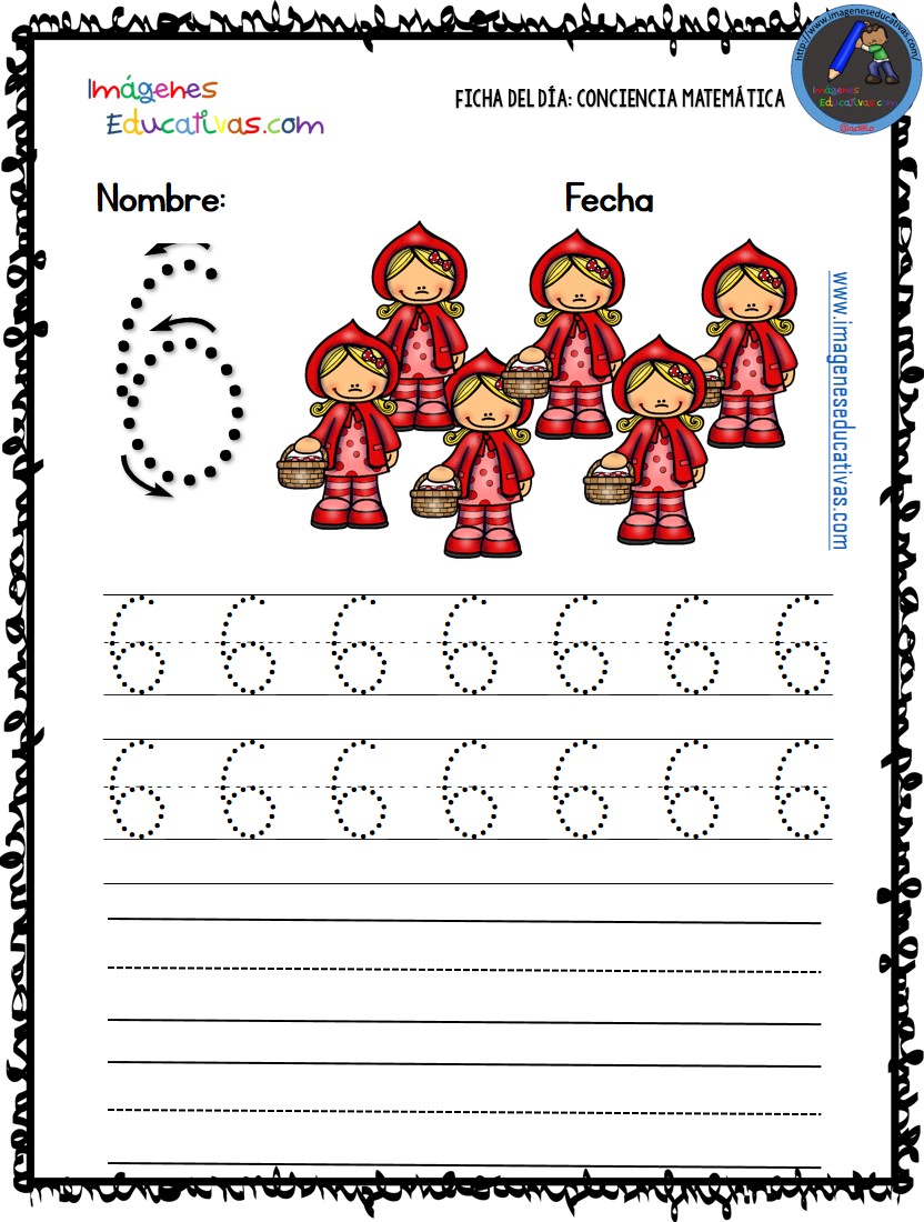 Grafomotricidad fichas números (6) - Imagenes Educativas