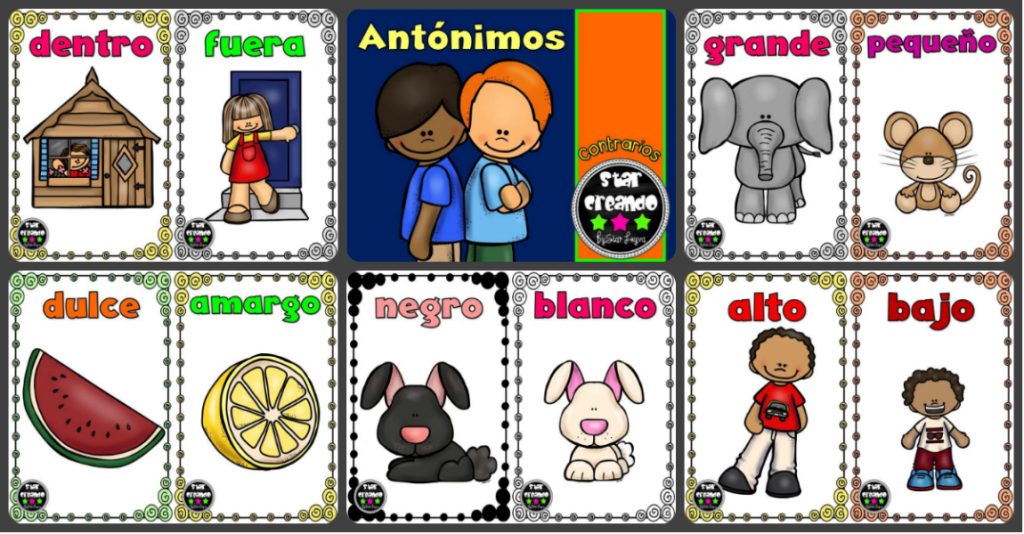 Opuestos, antónimos o contrarios, tarjetas para trabajar en clase I ...