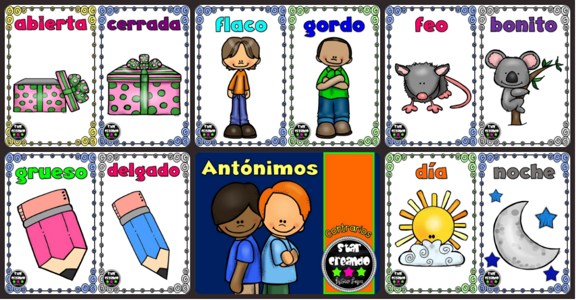 Opuestos, antónimos o contrarios, tarjetas para trabajar en clase II ...