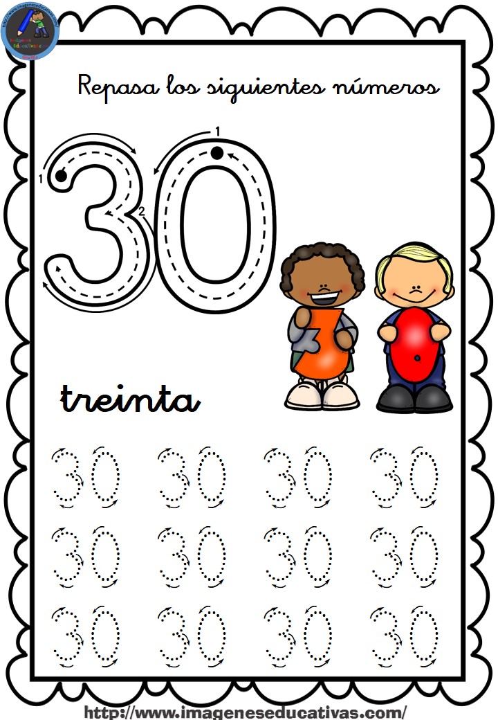 Completo cuaderno para repasar el trazo, números del 1 al 30 (30 ...