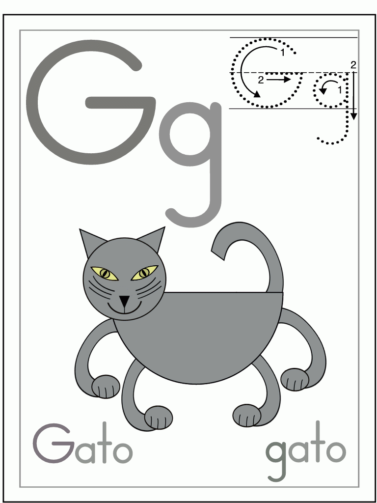 Ficha letra g gato - Imagenes Educativas